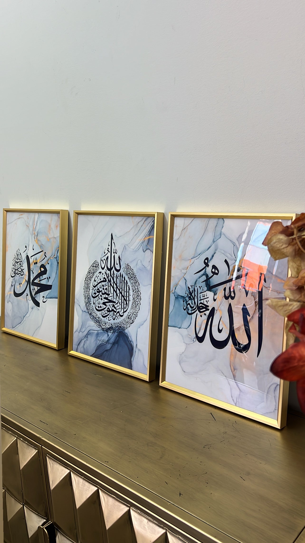 3 piece set calligraphy gold wall frame | Luscious Homewares