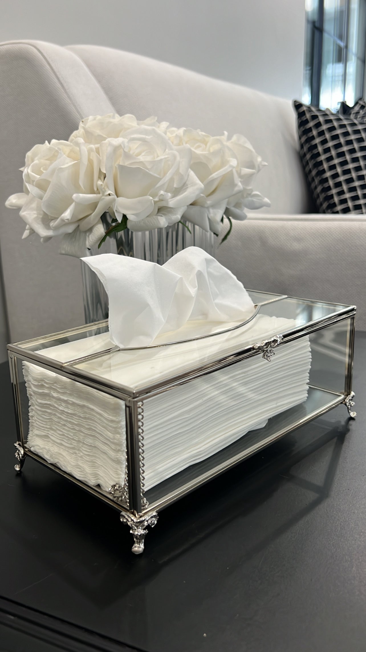 Valentina silver tissue box | Luscious Homewares