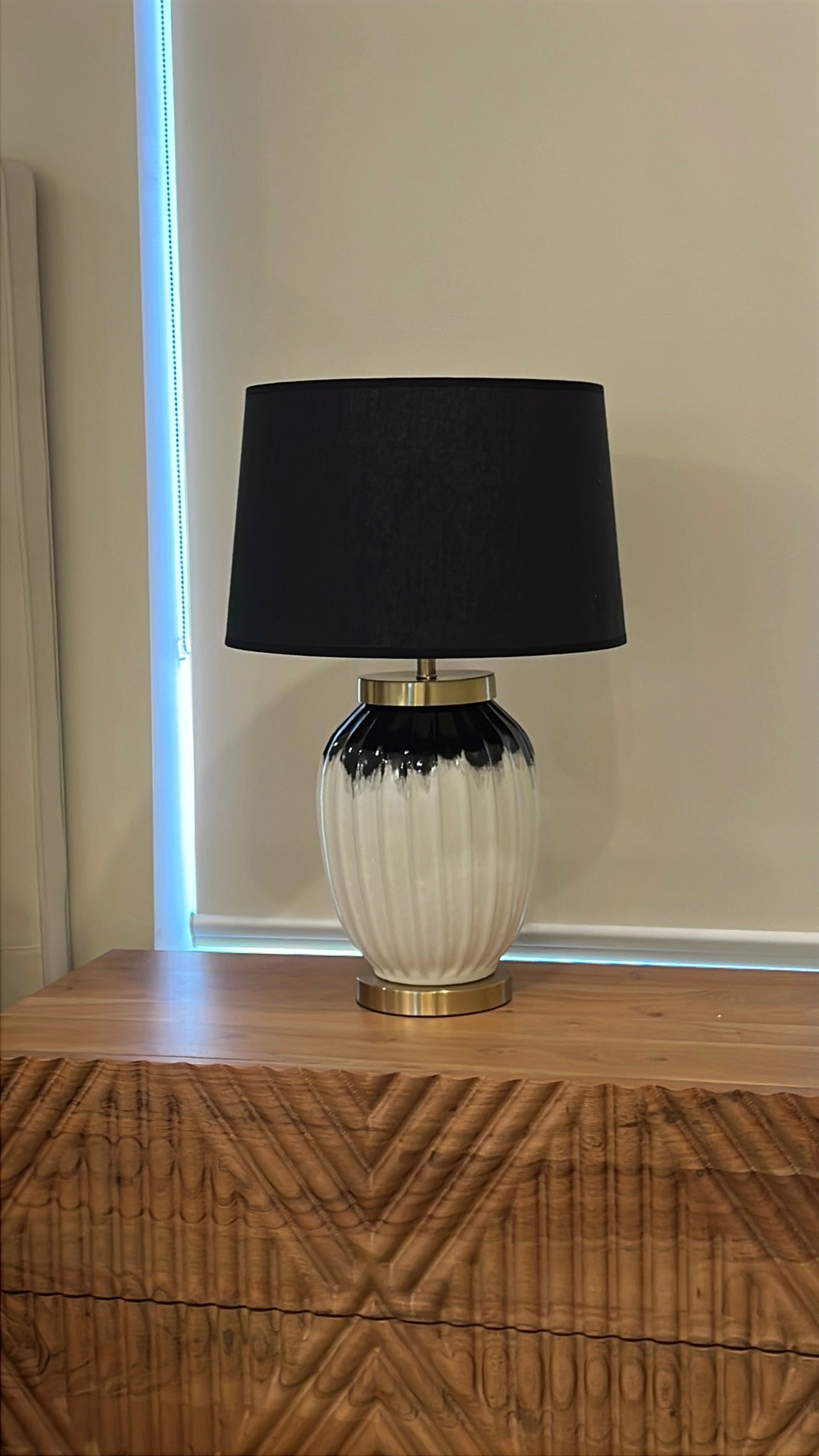 Ezra ceramic table Lamp black shade | Luscious Homewares