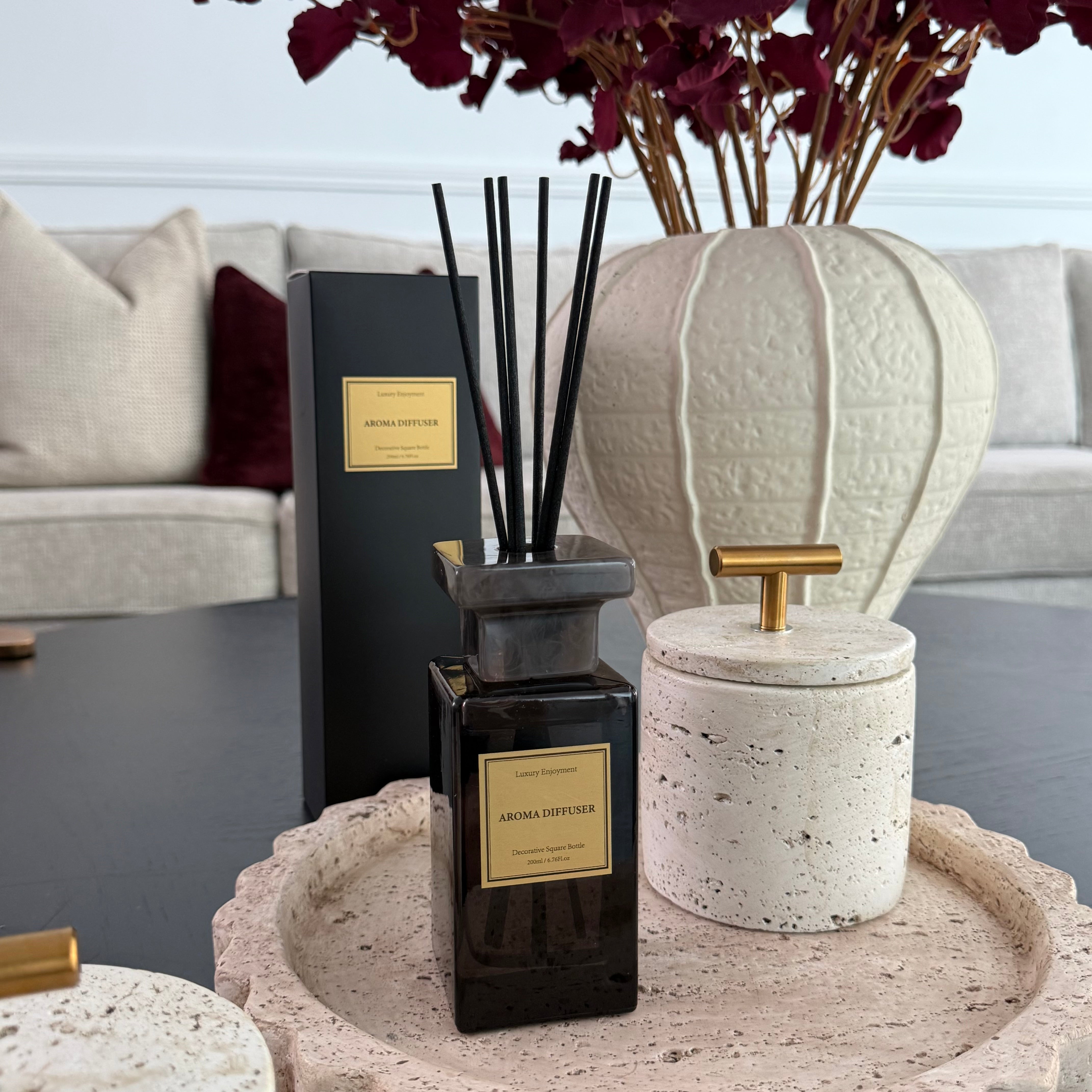 Luxury Marble Glass Diffuser Black Cedar and Juniper 200ml | Luscious ...