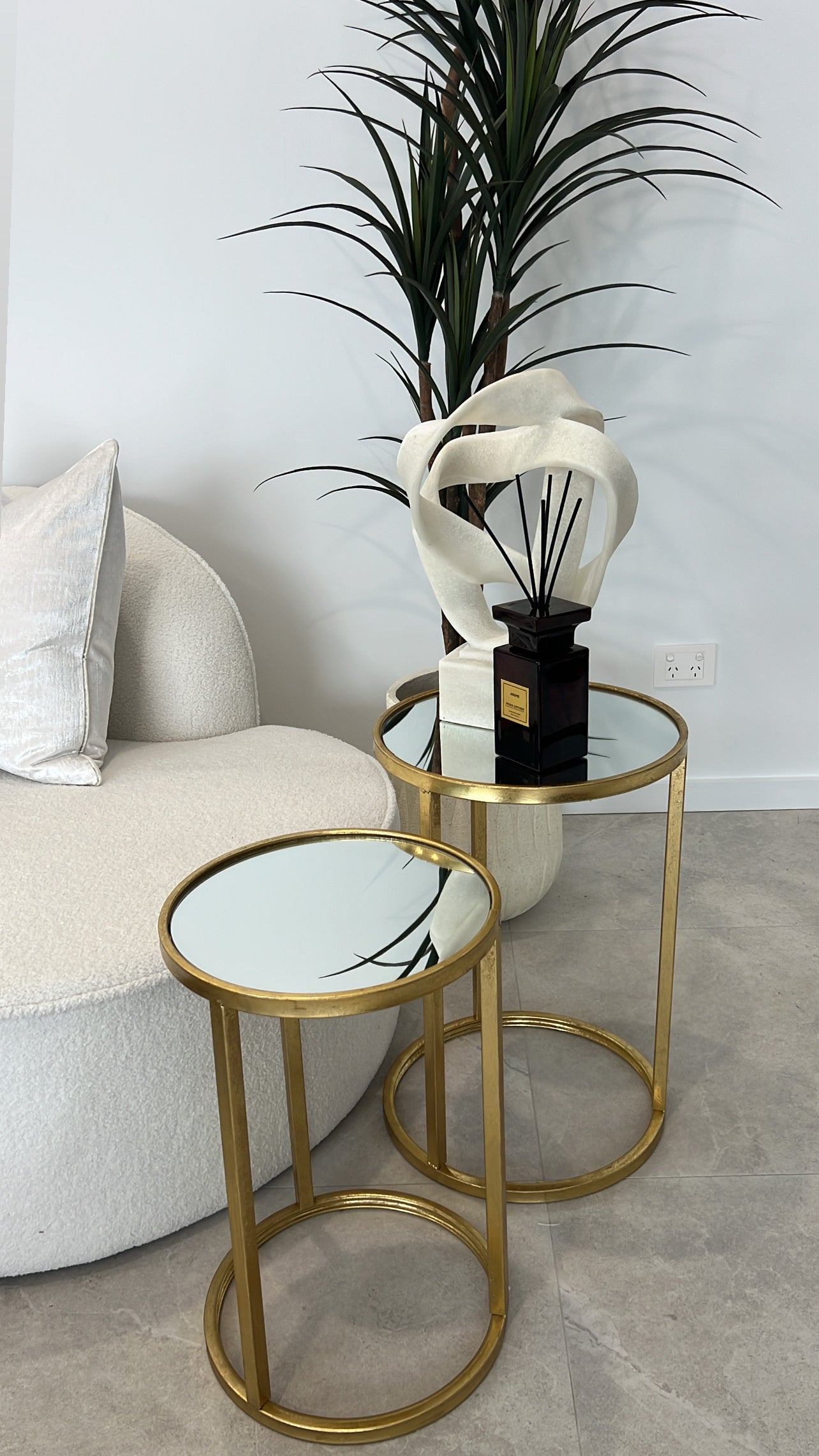Gold mirrored table set of 2 | Luscious Homewares